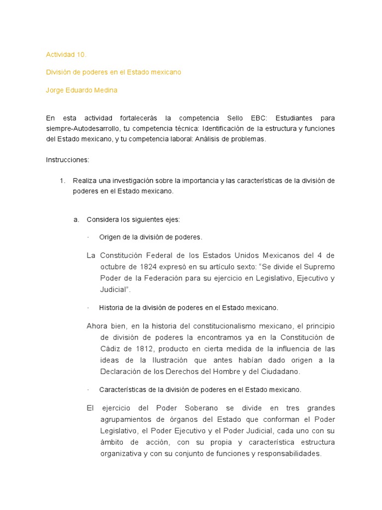 Actividad 10 | PDF | Separación de poderes | Constitución