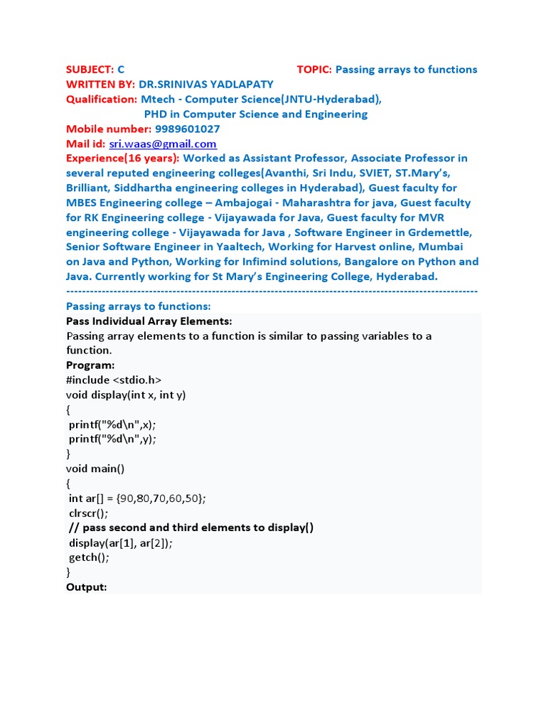 Passing Arrays To Functions | PDF | Information Technology Management ... Passing Arrays To Functions | PDF | Information Technology Management ...