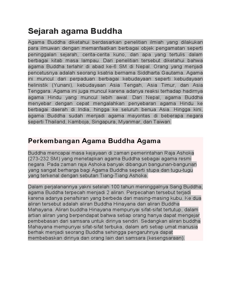 Sejarah dan Perkembangan Agama Buddha | PDF