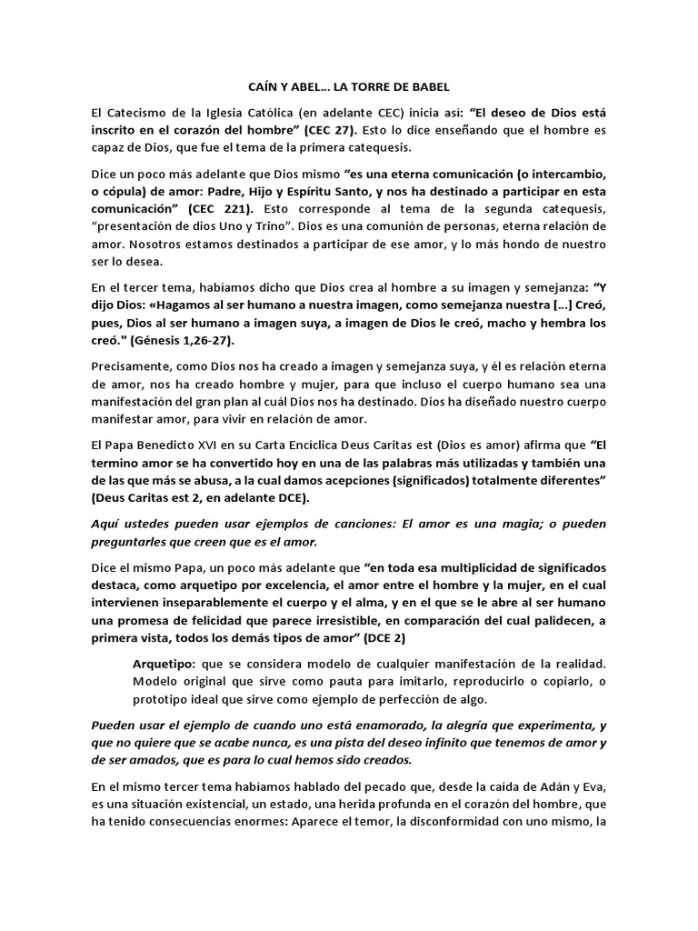 Caín y Abel Torre de Babel | PDF | Amor | Pecado