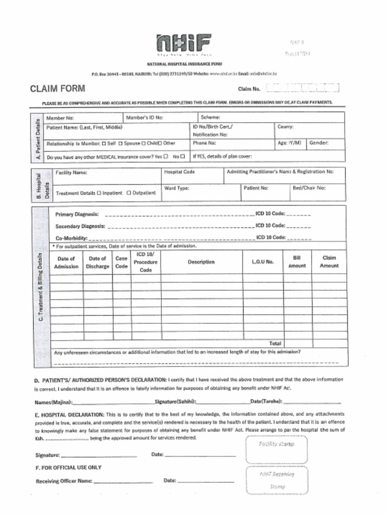NHIF Claim Form | PDF