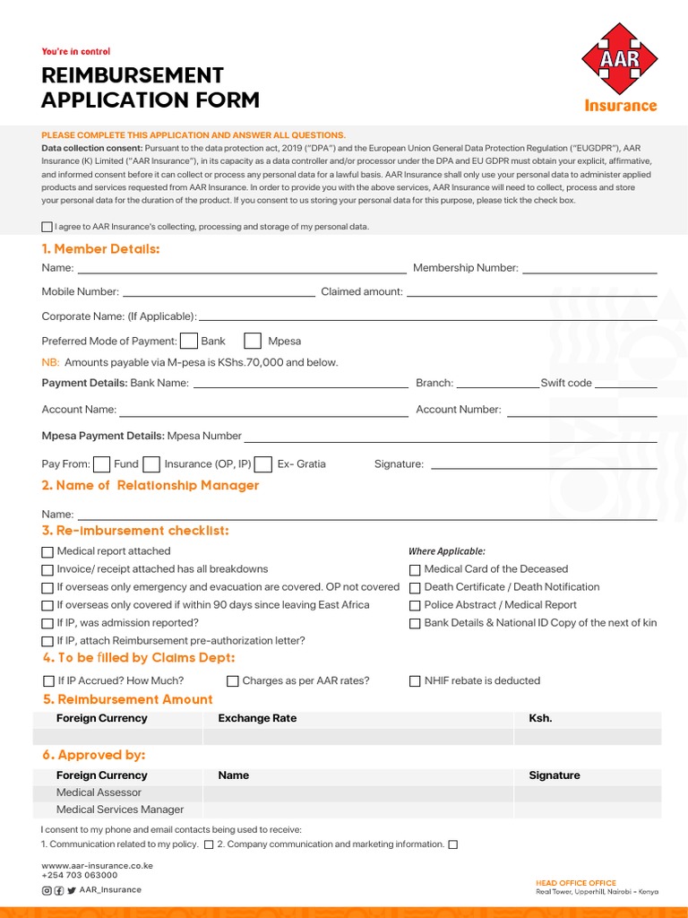 AAR - Reimbursement Application Form | PDF