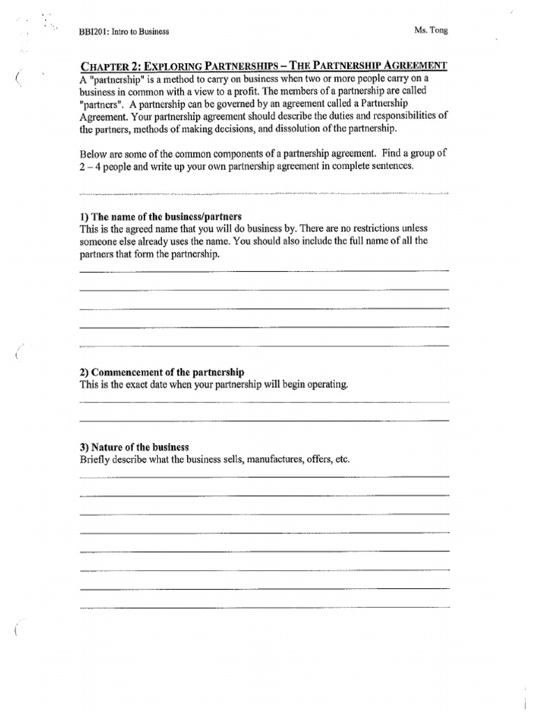 Ch2 Partnership Agreement Business Grade 10 | PDF