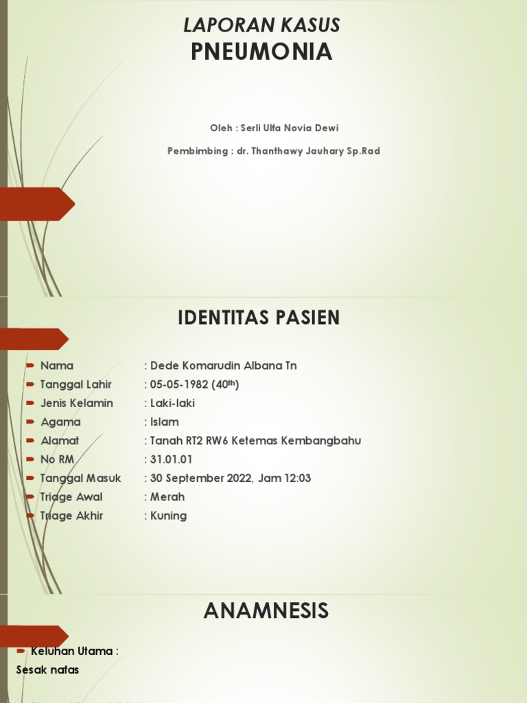 PPT Laporan Kasus Pneumonia | PDF