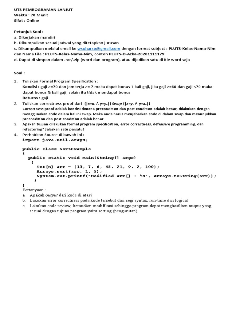 Uts Soal Pemrograman Lanjut Revisi | PDF