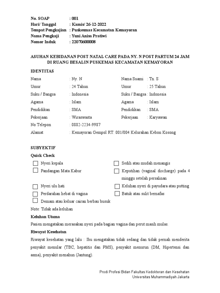 Soap PNC Fisiologis | PDF