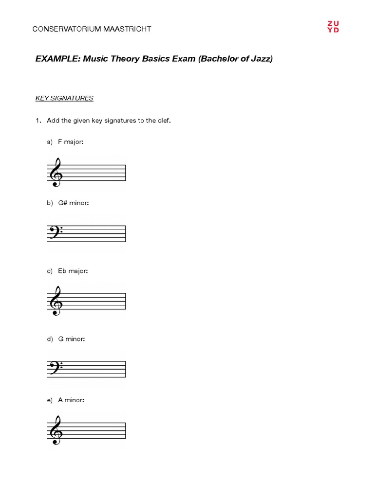 Example of Music Theory Basics Exam 2022 | PDF