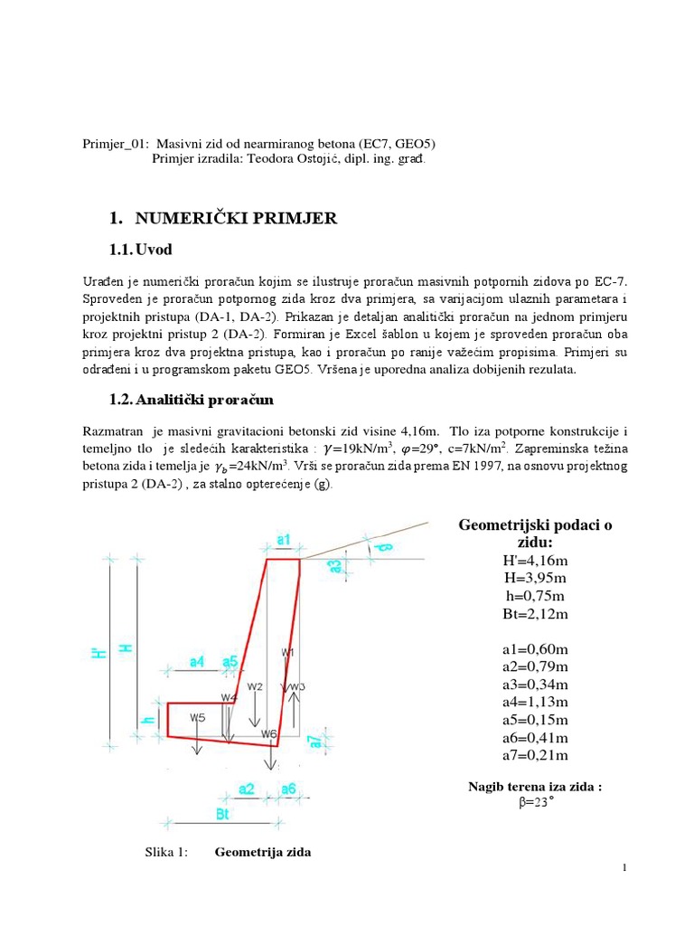 02 2 Masivni Zid TOstojic Primjer | PDF