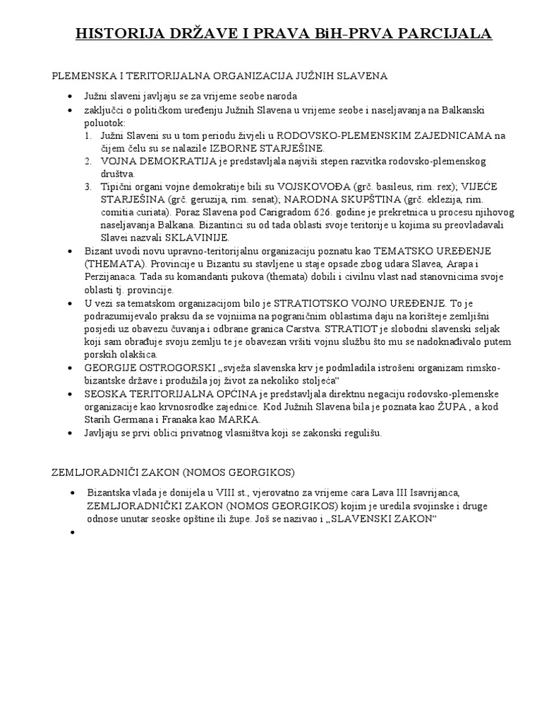 HISTORIJA DRŽAVE I PRAVA BiH | PDF