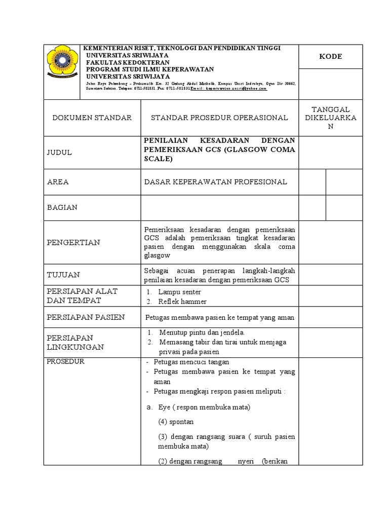 SOP Pemeriksaan - GCS | PDF