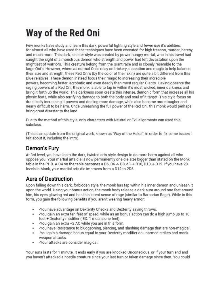 Way of The Red Oni | PDF