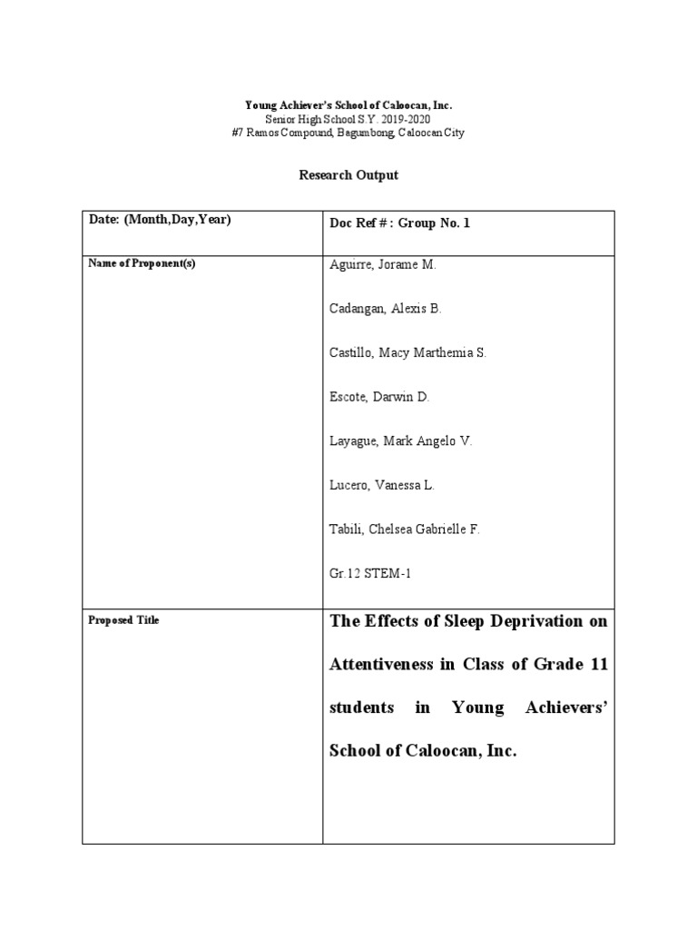 The Effects of Sleep Deprivation on Student Attentiveness | PDF | Sleep ...