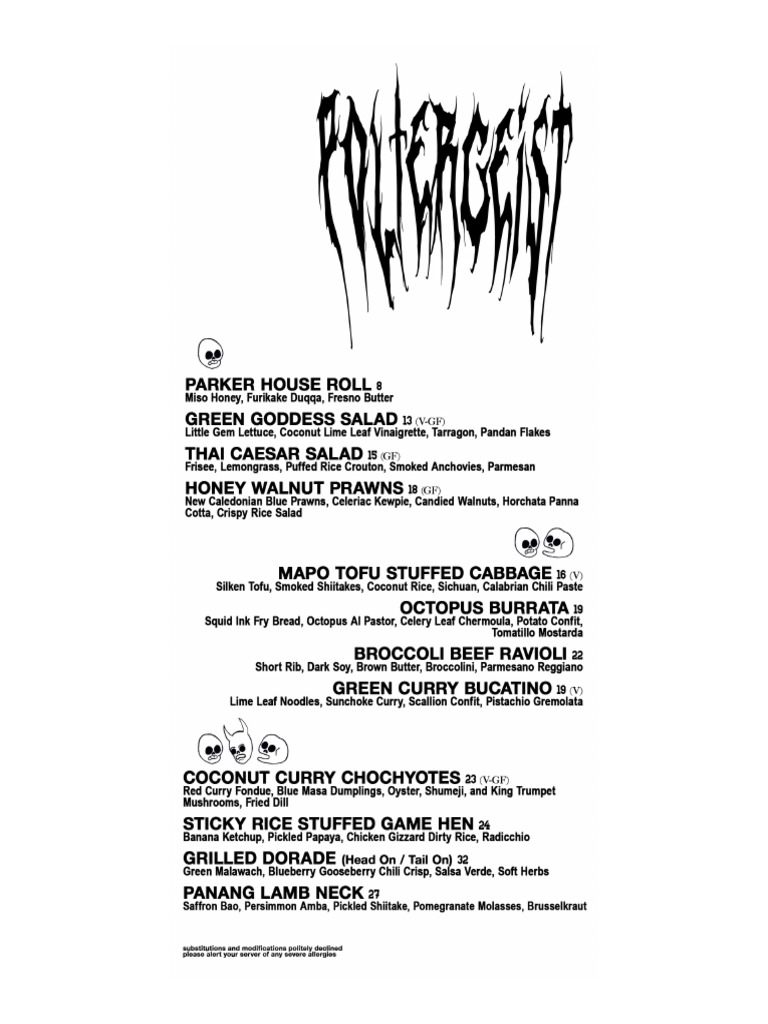 Poltergeist Menu Final v2 | PDF