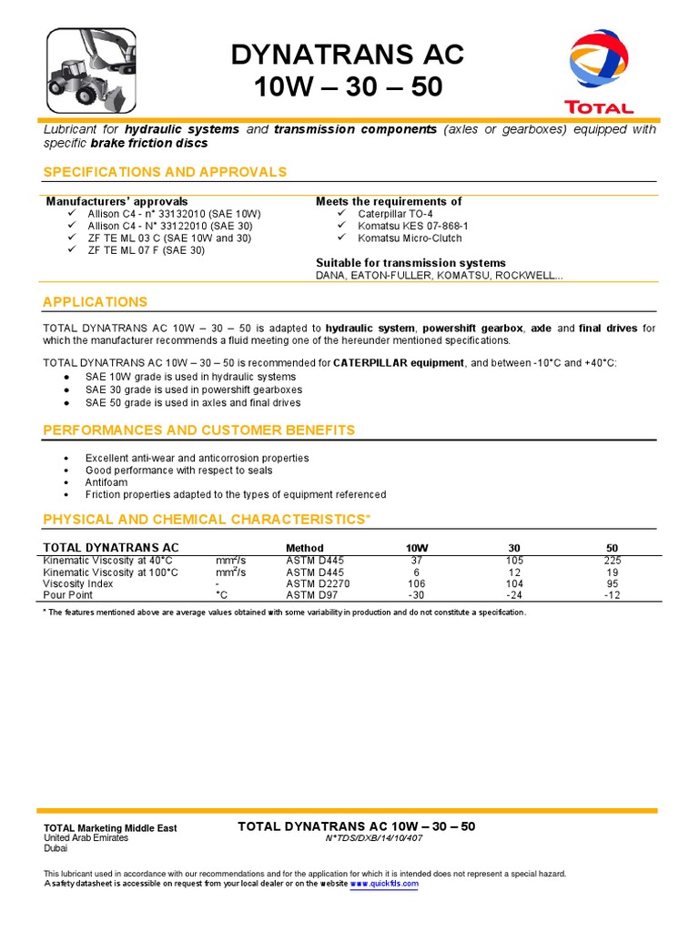 Dynatrans Ac 30 | PDF | Lubricant | Mechanical Engineering