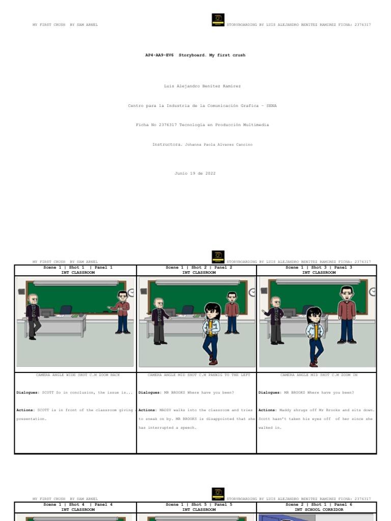Ap4 Aa9 Ev6 Storyboard My First Crush Production Storyboard Pdf