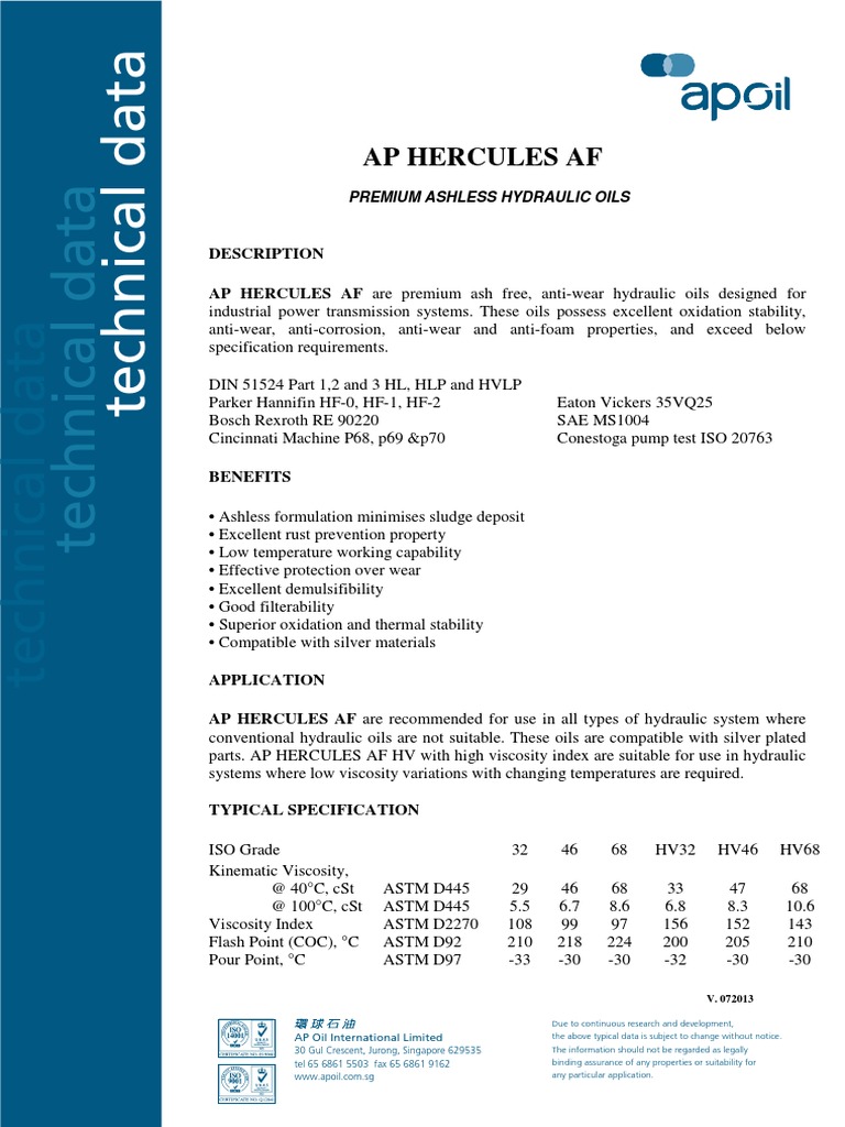 AP Hercules Af | PDF | Viscosity | Chemical Engineering