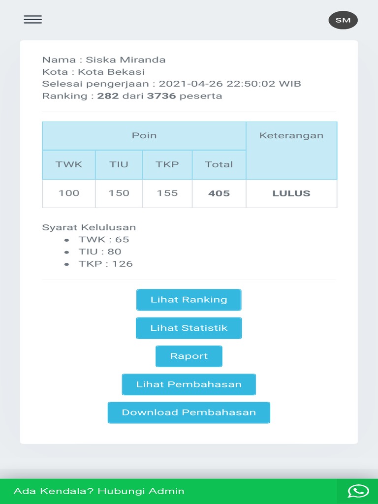 Hasil TO PREMIUM 8 (CPNS 2021 TIPE A) | PDF