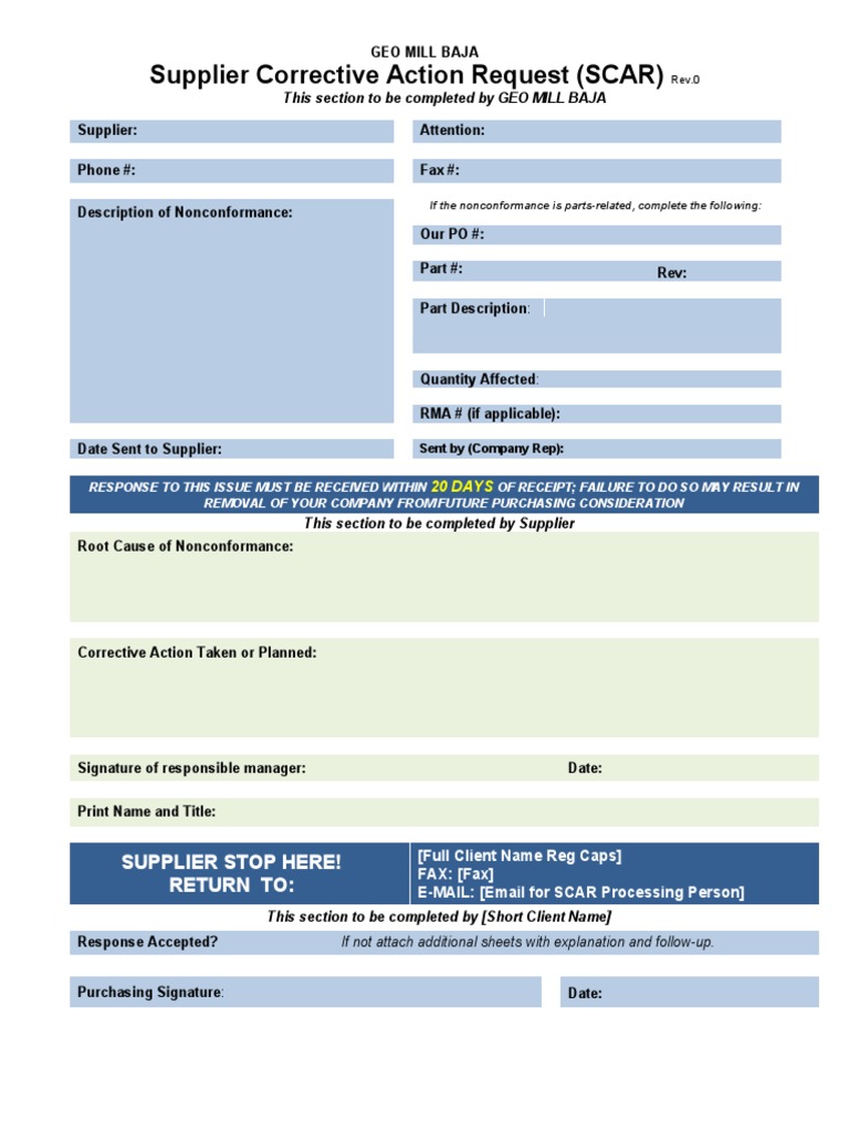 Form - Supplier Corrective Action Request | PDF | Computing ...