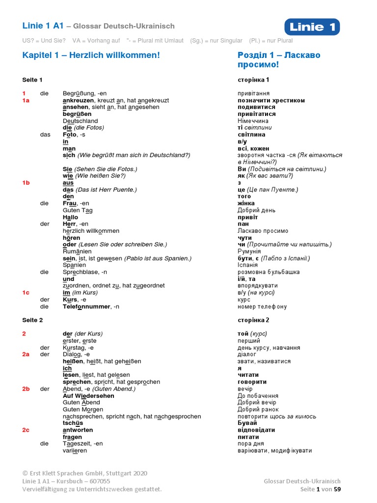 L1 A1 Glossar D-Ukrainisch | PDF