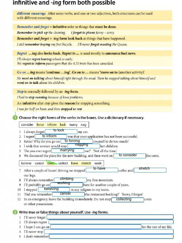 Verb Patterns (Inf or - Ing) 2.png 4 | PDF