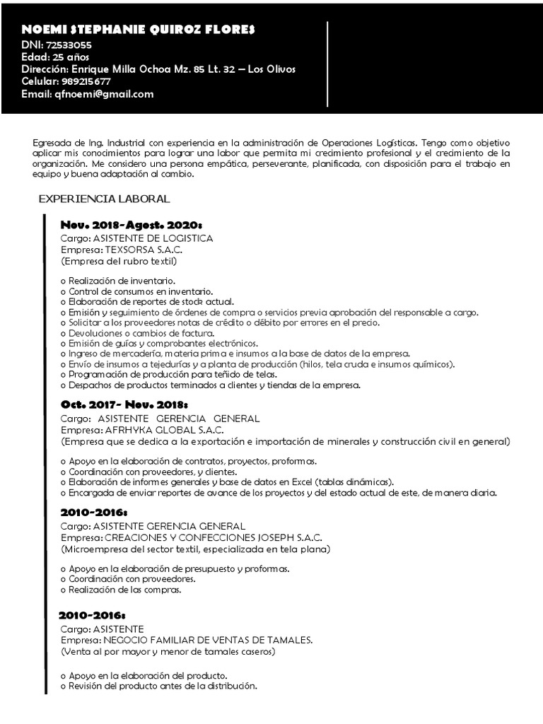 CV - Noemi Quiroz | PDF