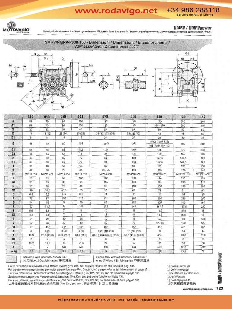 Reductor Motovario NMRV | PDF
