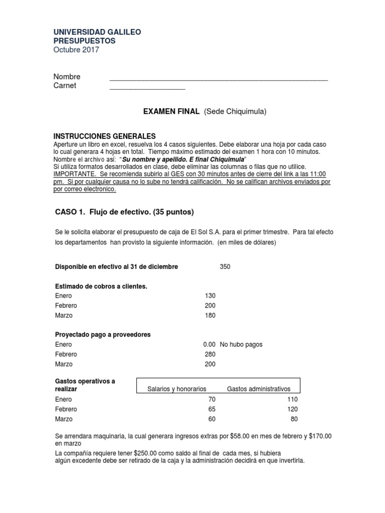 Examen Final Practica CHIQUIM | PDF | Presupuesto | Economias