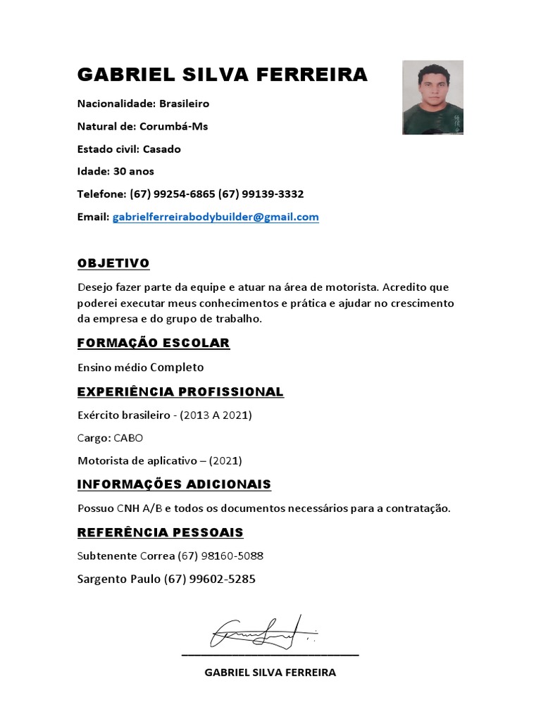 Curriculum Gabriel Com Foto | PDF