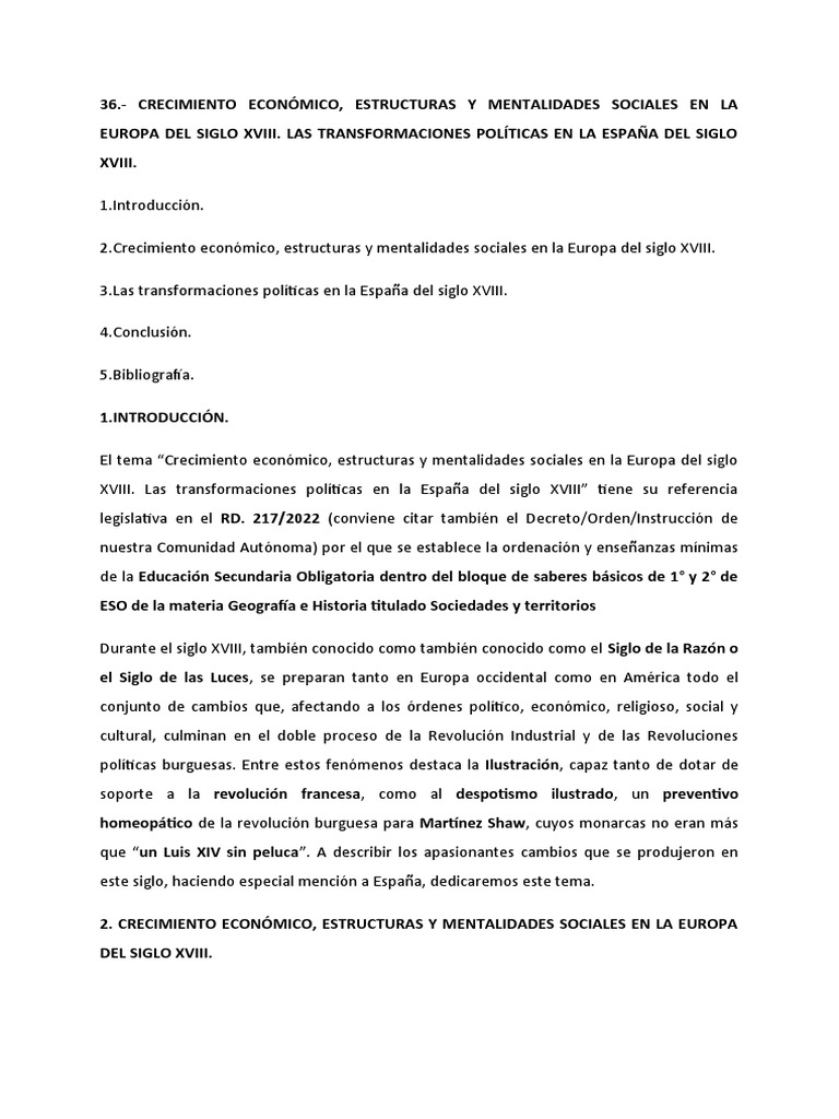 36, Crecimiento Economico, Estructuras y Mentalidades Sociales de La Europa Del S XVIII | PDF ...