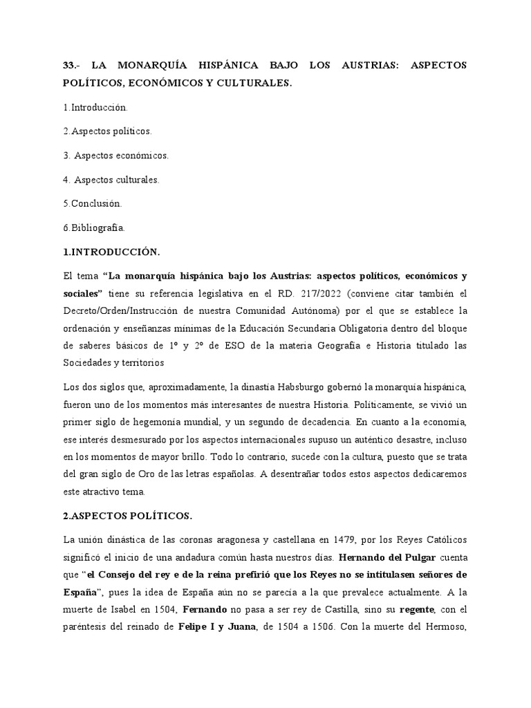 33 - La Monarquia Hispanica Bajo Los Austrias | PDF | Imperio español | España