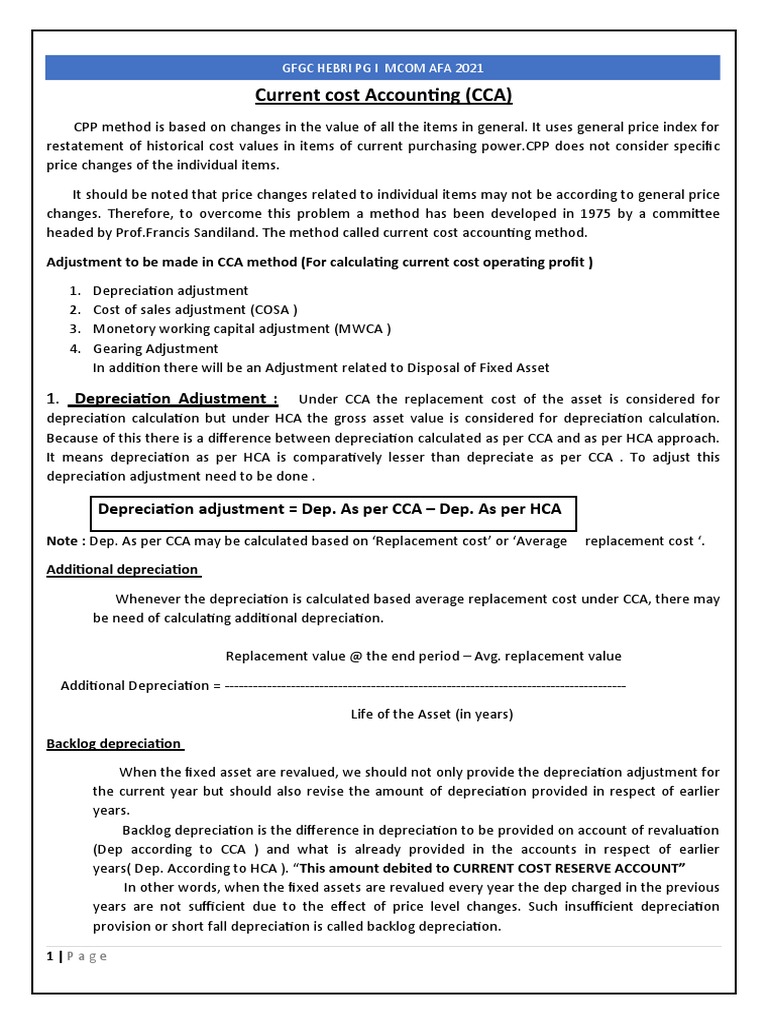 CCA Current Cost Accounting Theory 2021 | PDF | Leverage (Finance ...