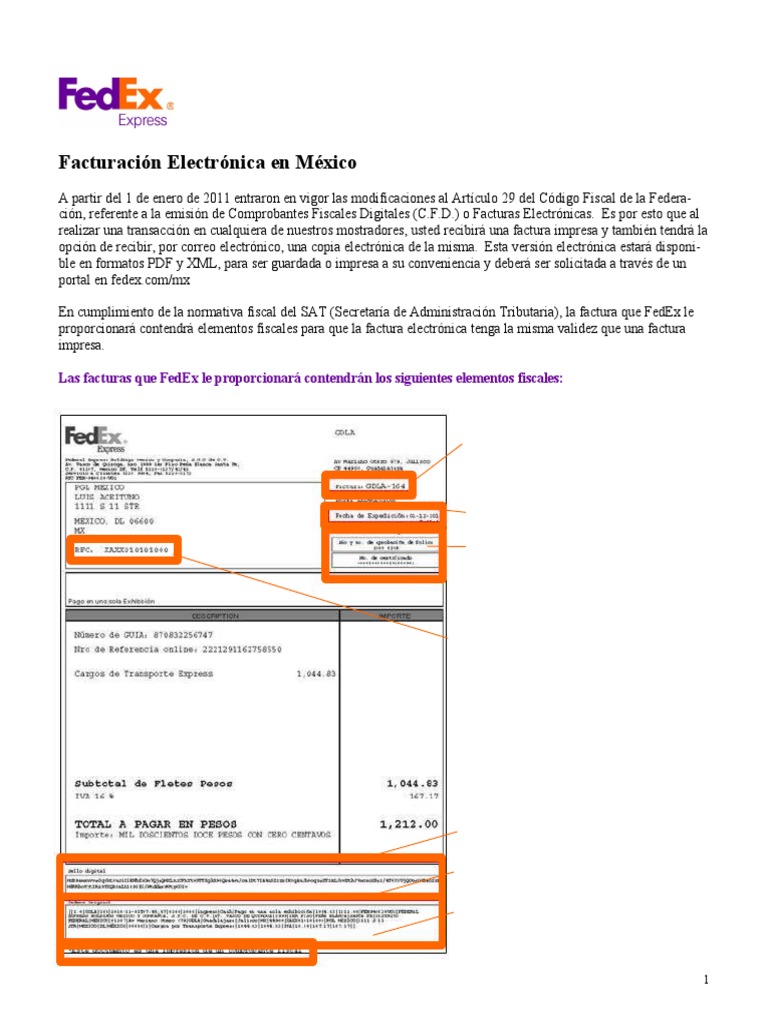 Guía de Facturación Electrónica FedEx | PDF | Contabilidad | Gestión de tecnología de la información
