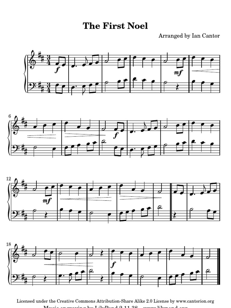 The First Noel Arrangement by Ian Cantor | PDF