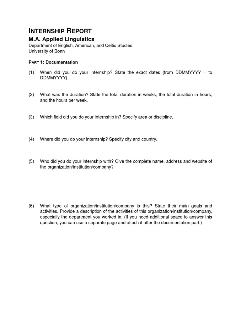 Template Internship Documentation | PDF