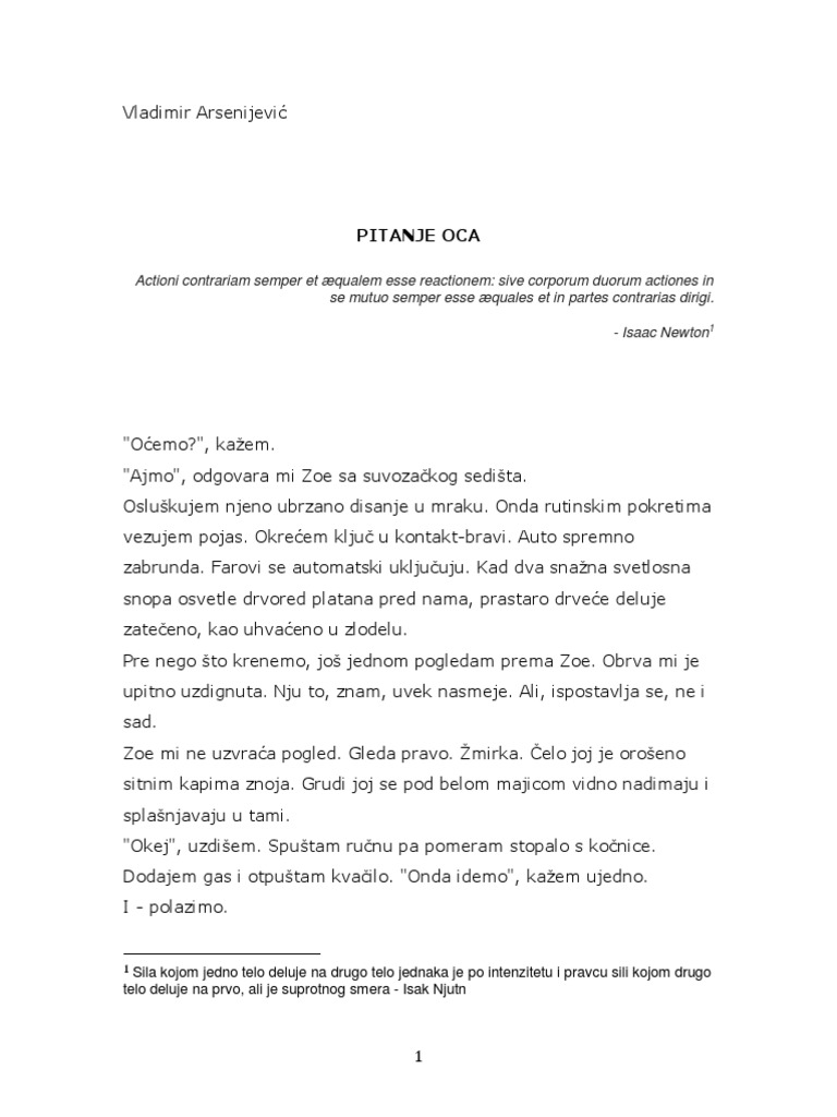 Vladimir Arsenijevic Pitanje Oca | PDF