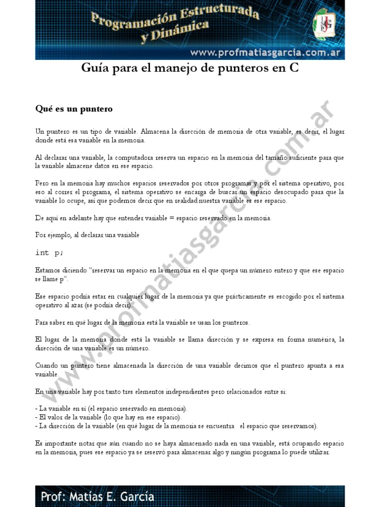 Guia para Manejo de Punteros | Descargar gratis PDF | Puntero (Programación de computadora ...