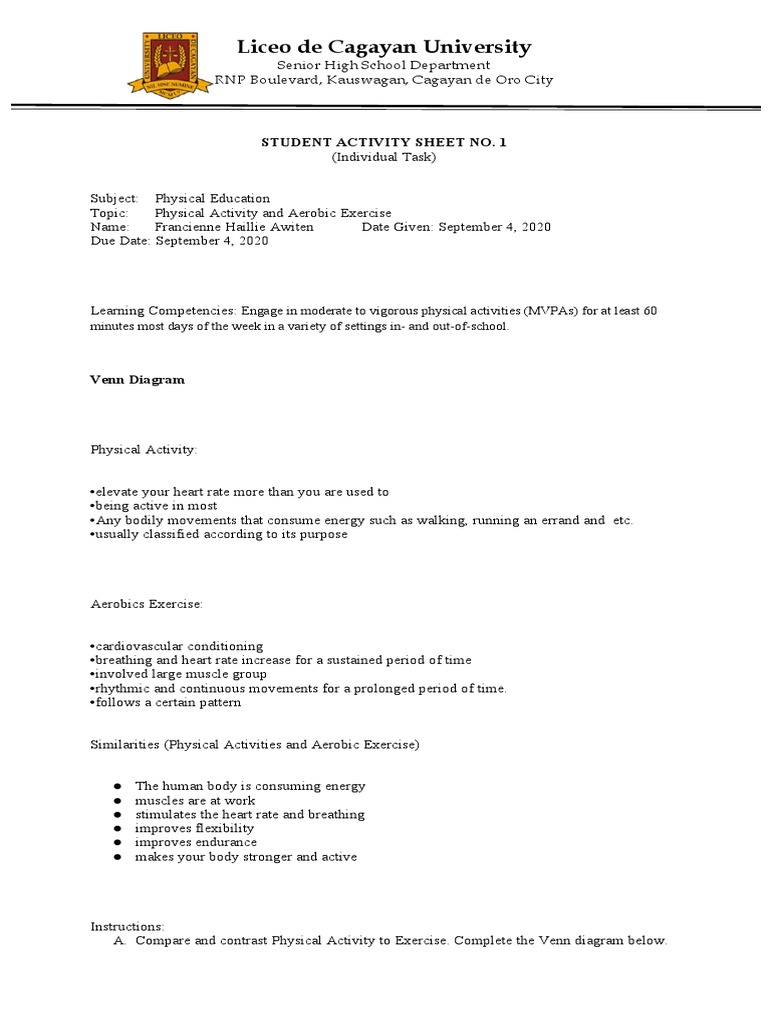 Student Activity Sheet No. 1 | PDF