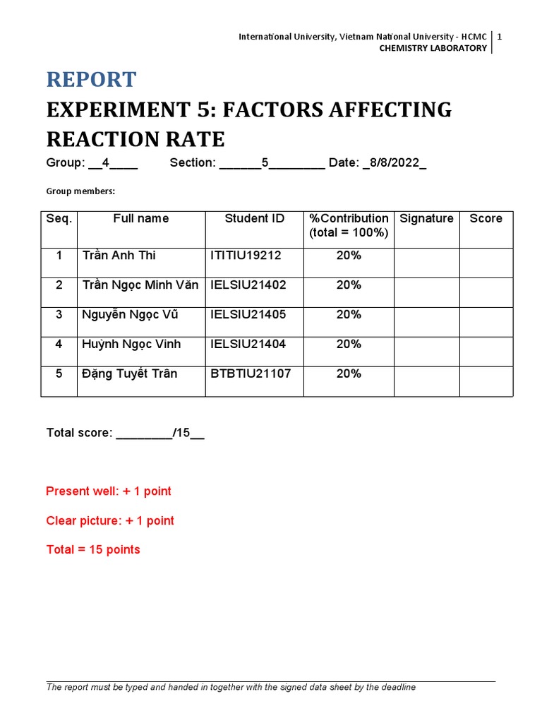 Report 5 | PDF | Chemical Reactions | Reaction Rate