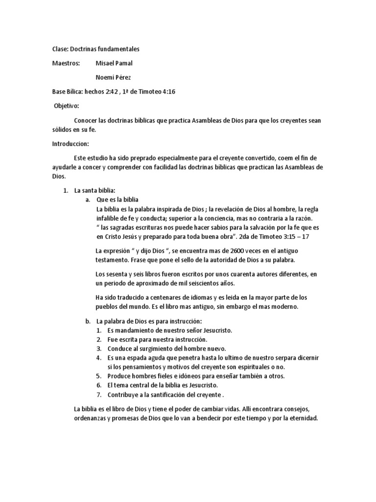 Doctrinas Fundamentales | PDF | Dios | Biblia