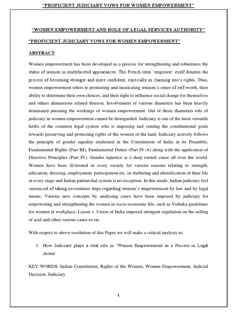 Proficient Judiciary Vows For Women Empowerment | PDF | Sexual ...