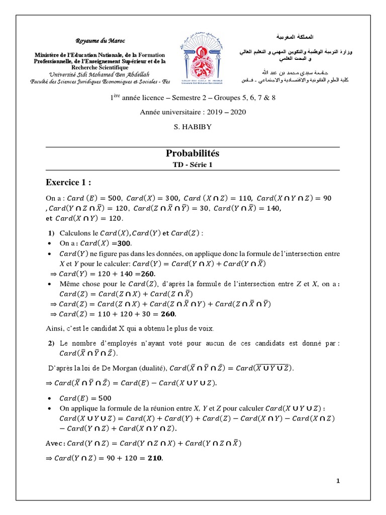 Corrigé TD Série 1 | PDF