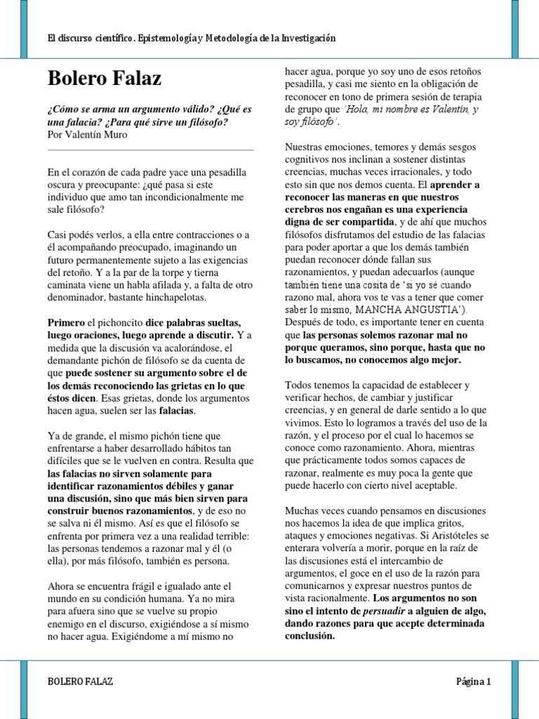 Bolero Falaz | PDF | Falacia | Razonamiento deductivo