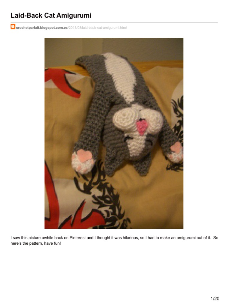 Laid-Back Cat Crochet Pattern | PDF | Crochet | Surgical Suture