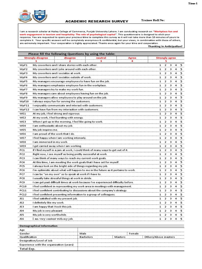Questionnaire Format Fahad | PDF | Cognitive Science | Behavioural Sciences