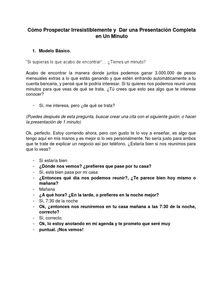Prospectar y Presentar en 1 Minuto | PDF | Nutrición | Dieta y nutrición