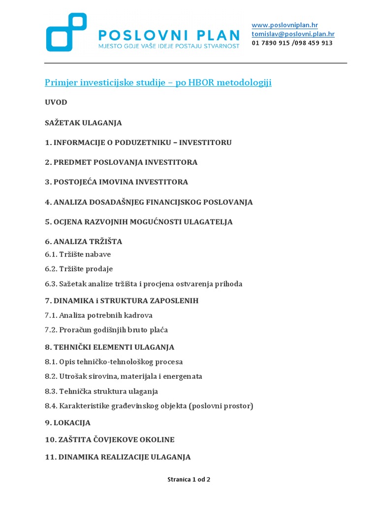 Primjer-Inv Studije | PDF