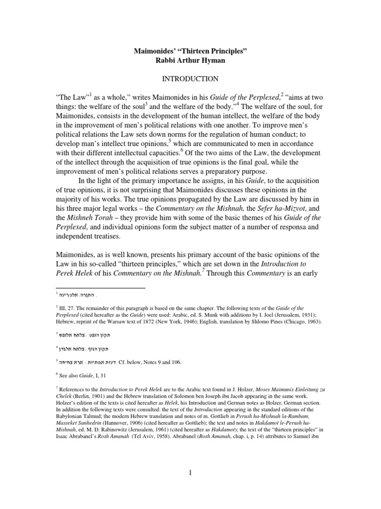 Thirteen Principles of Faith | PDF | Jewish Eschatology | Maimonides