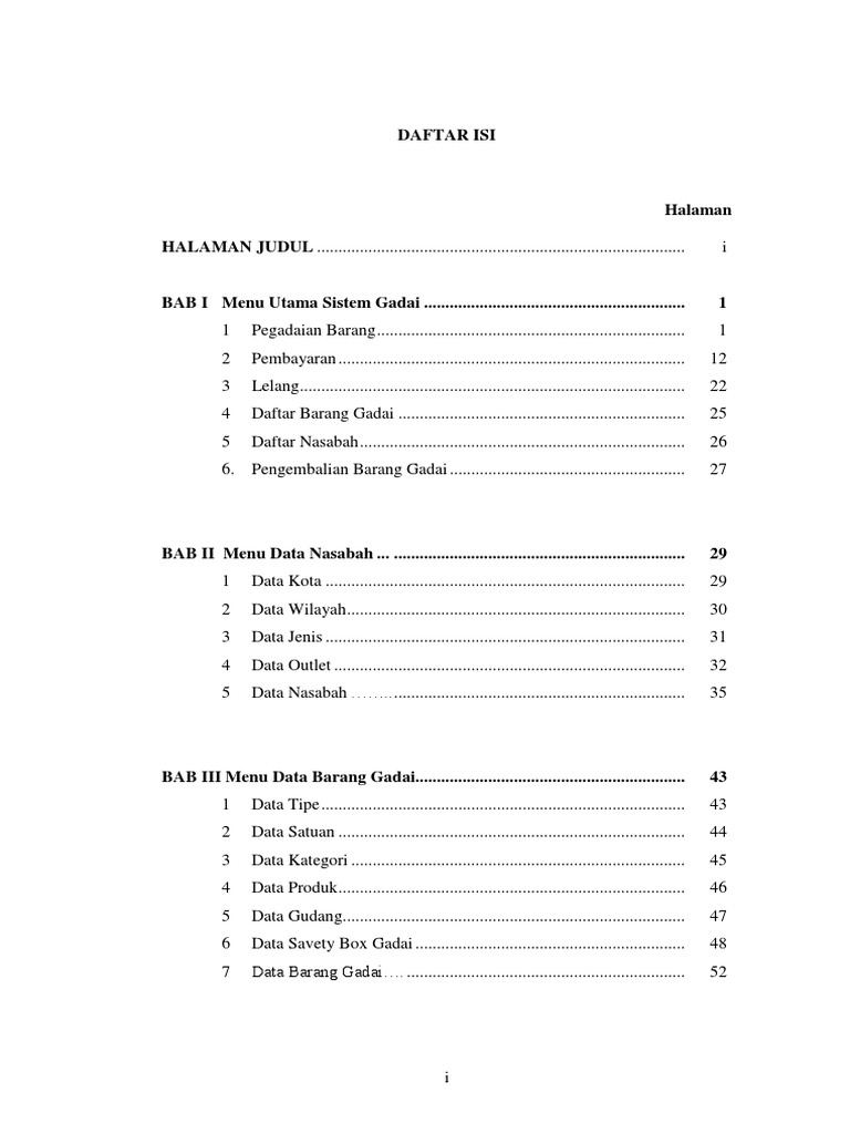 A00. Daftar Isi Gadai | PDF
