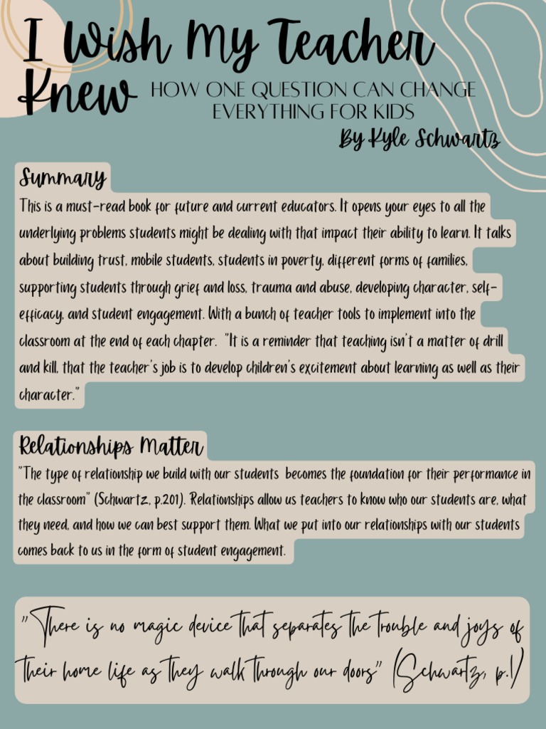 I Wish My Teacher Knew Flyer | PDF | Teachers | Classroom