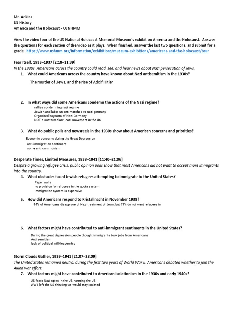 America and The Holocaust - USNHMM - Blank | PDF | The Holocaust | Nazi ...